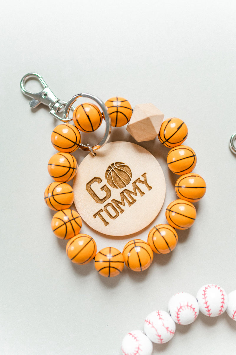 Basketball Wood Bead Keychain – Everything Done To A T